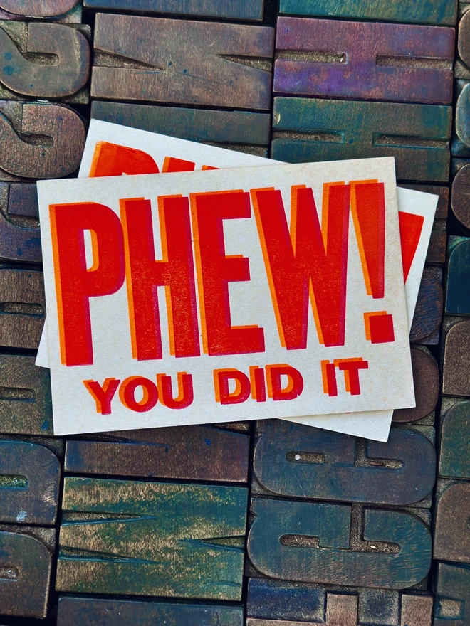 'Phew! You Did It' Letterpress Printed Congratulations Card - Holly & Co