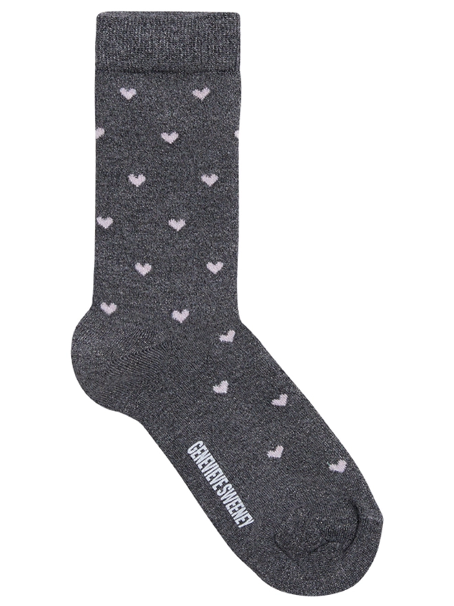 Selina Sparkly Heart Socks Grey - Holly & Co
